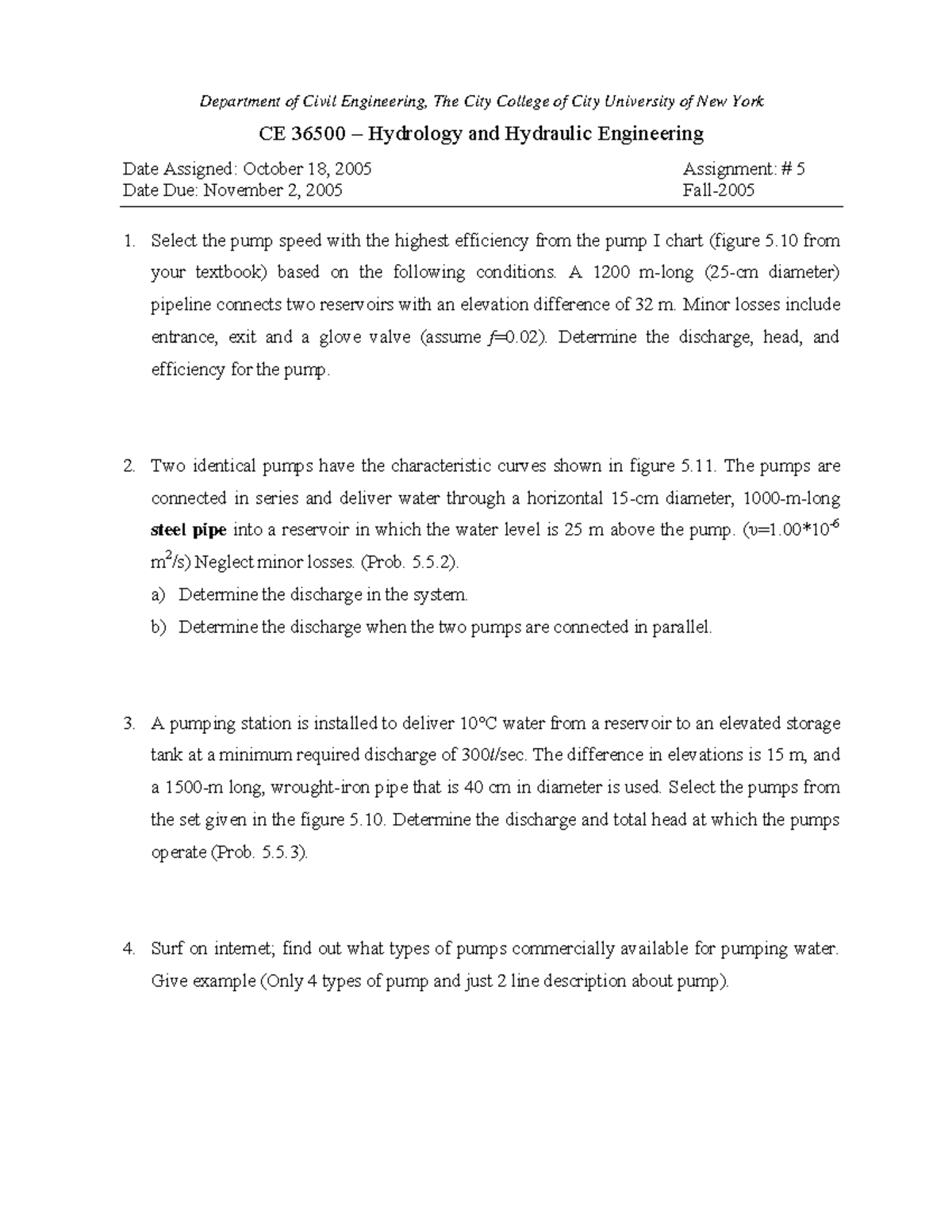 HW-5 - homework - Department of Civil Engineering, The City College of ...