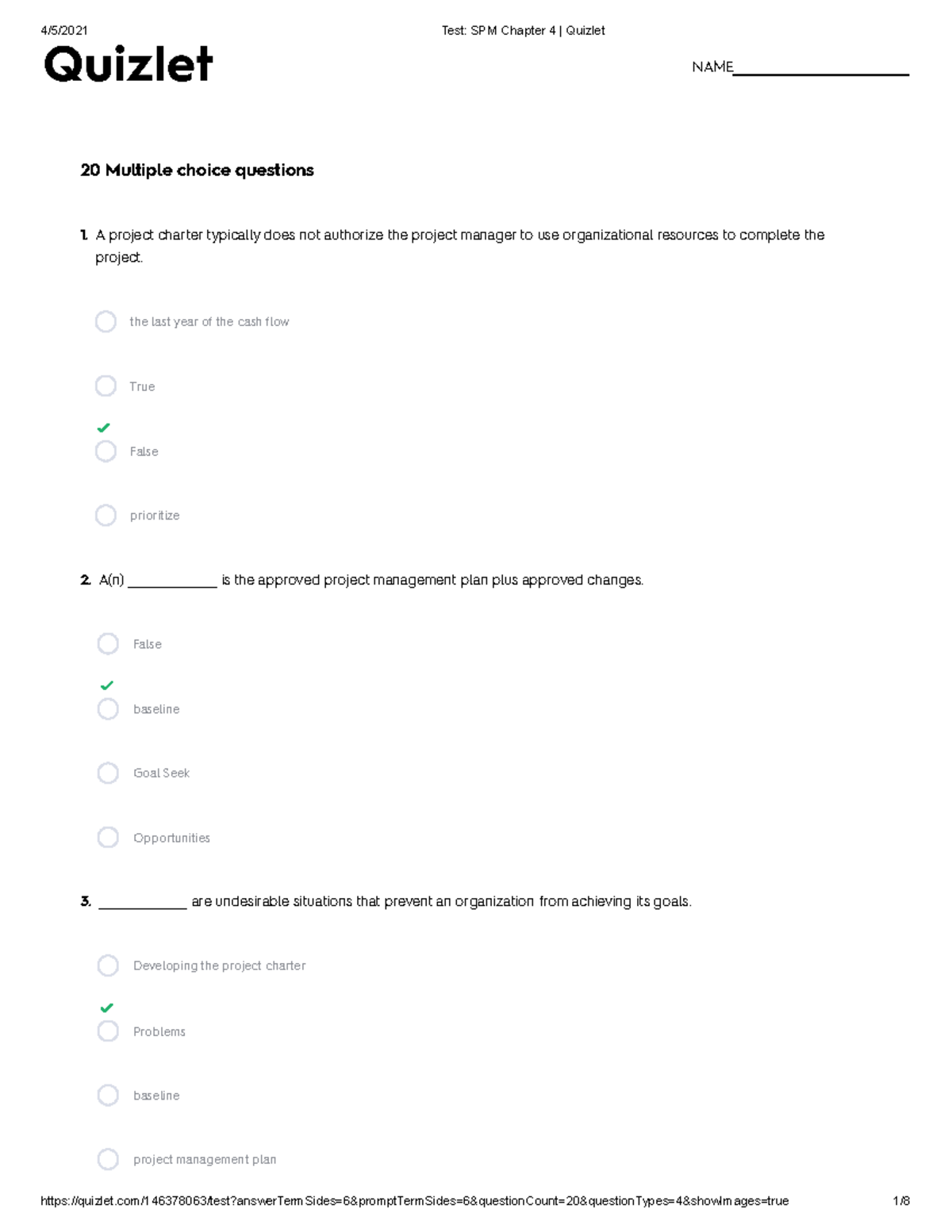 Test SPM Chapter 4 Quizlet - 20 Multiple choice questions 1. 2. 3. A ...