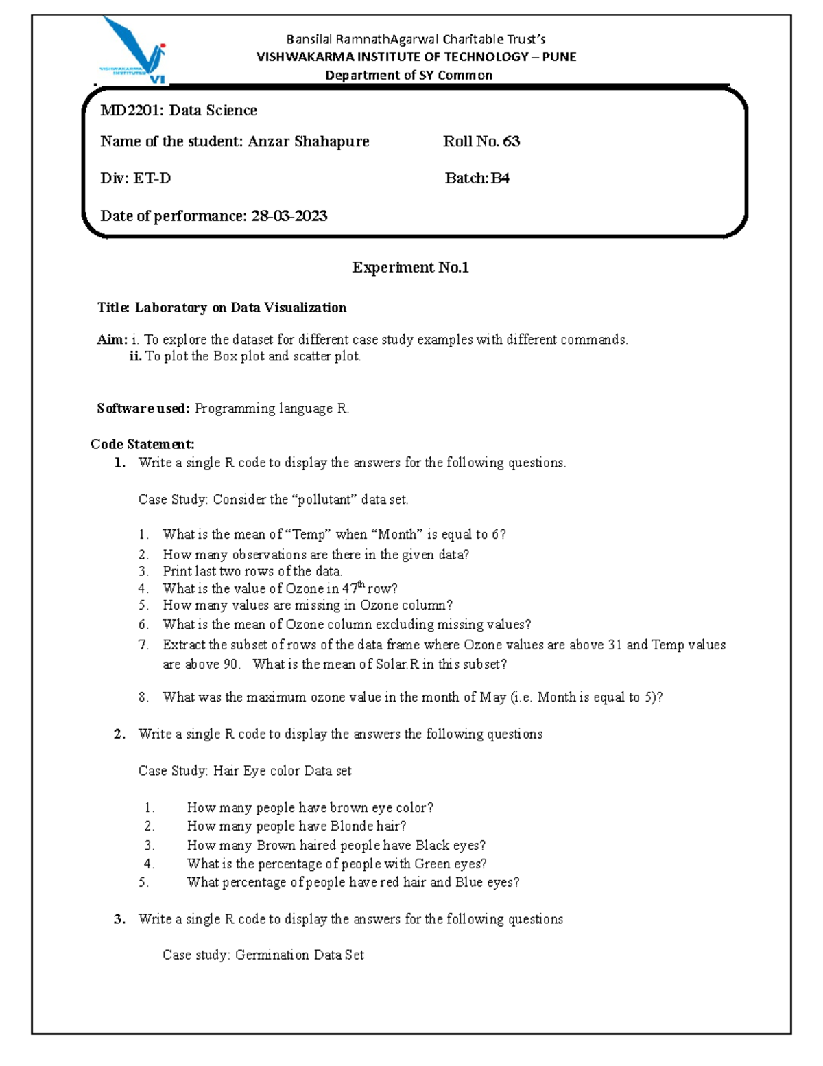 DS 1 63 - VISHWAKARMA INSTITUTE OF TECHNOLOGY – PUNE Department of SY ...