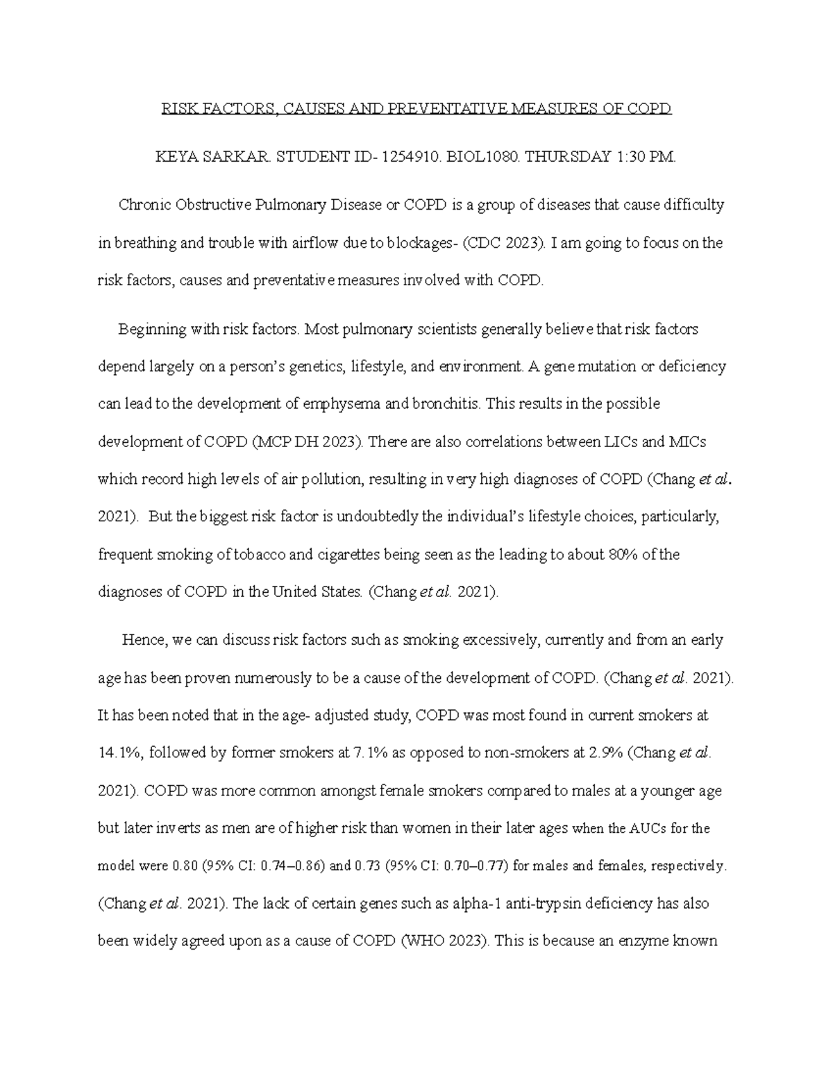 Research summary- COPD. Risks, Causes & Prevention - RISK FACTORS ...