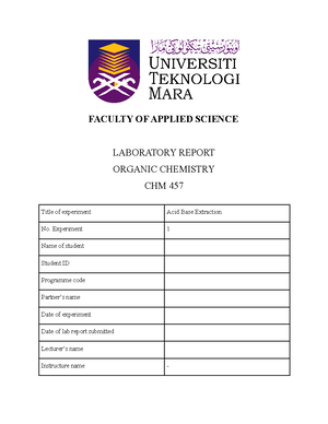 CHM457 LAB REPORT 4 Preparation of Acetylsalicylic Acid (Aspirin ...