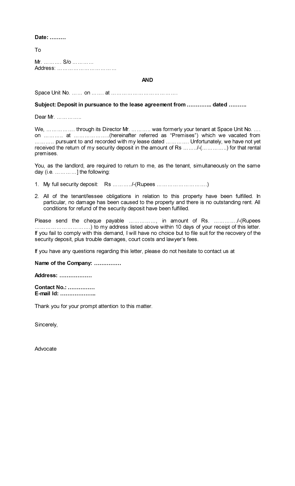 Legal-Notice - Assignment - Date: ......... To Mr. .......... S/o ...