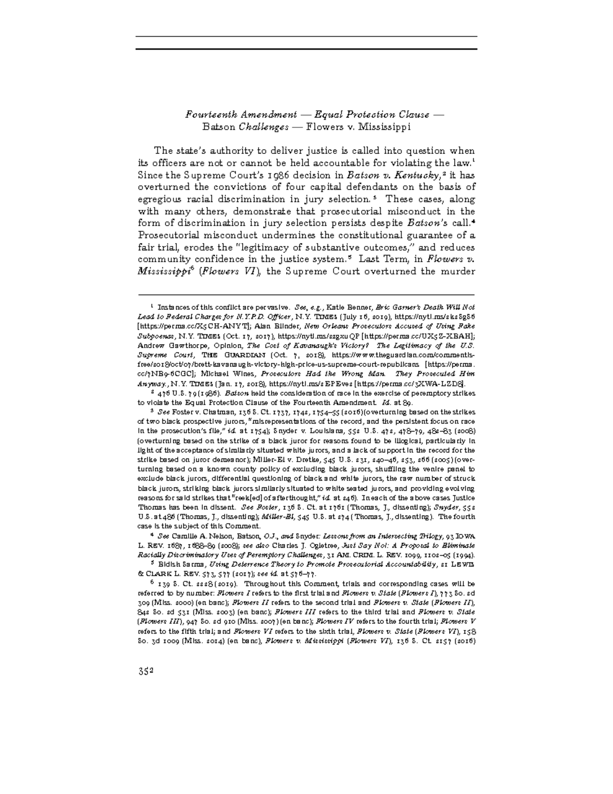 Flowers Harv - Nope - 352 Fourteenth Amendment — Equal Protection ...