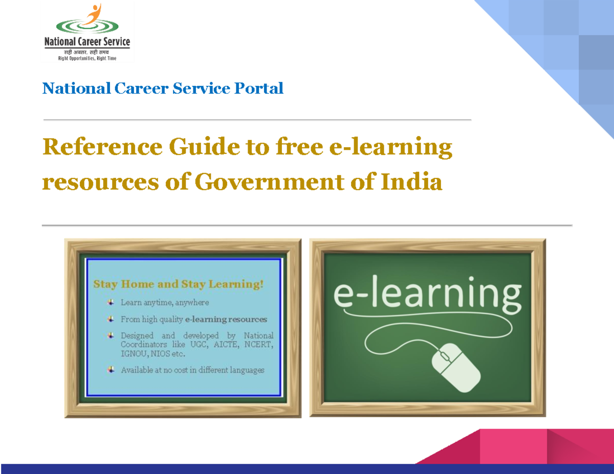 E-learning Programs Revised - National Career Service Portal Reference Guide to free e-learning ...