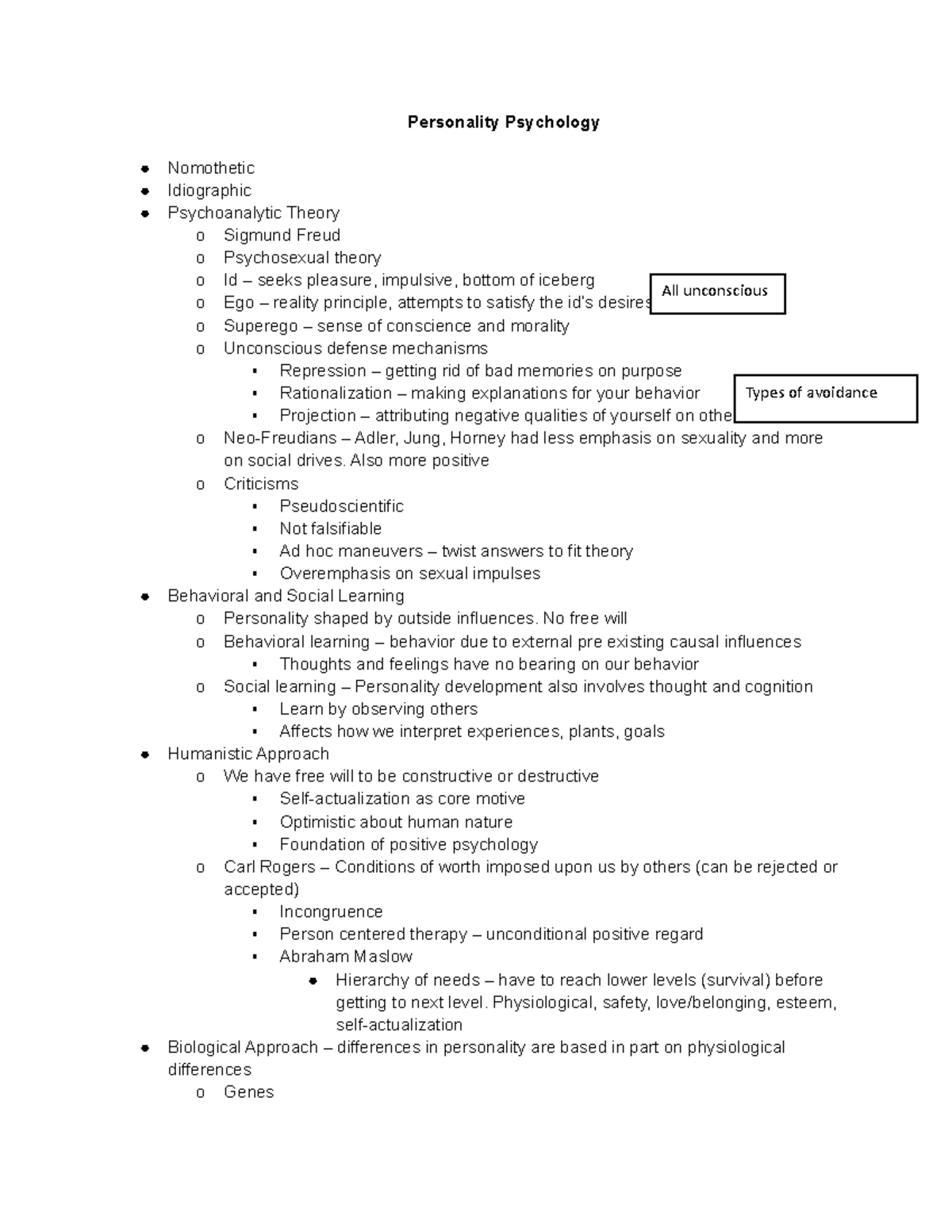 CH 7 - Personality Psychology - Personality Psychology Nomothetic ...