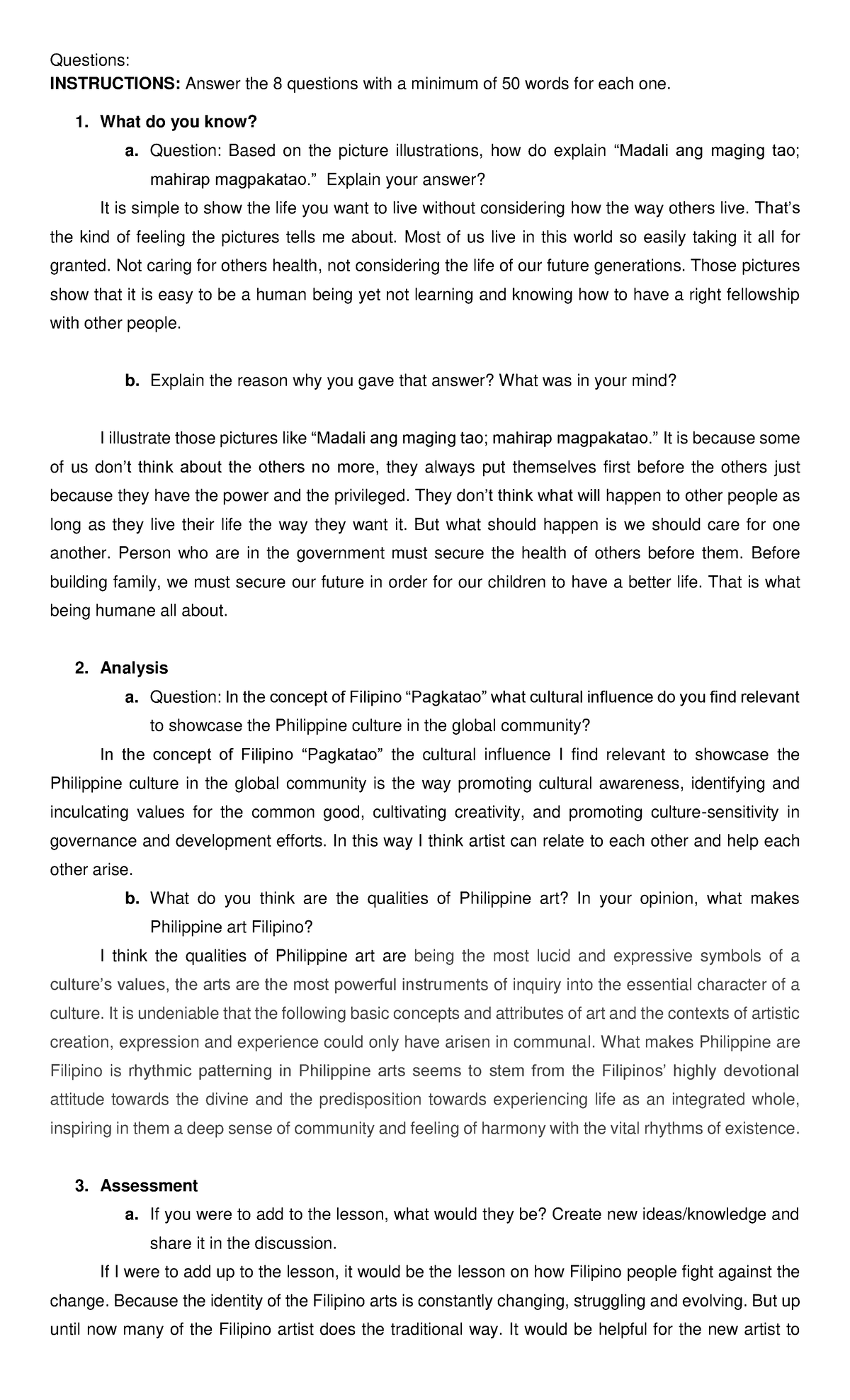 Art App - BSBA-Business Economics - Questions: INSTRUCTIONS: Answer the ...