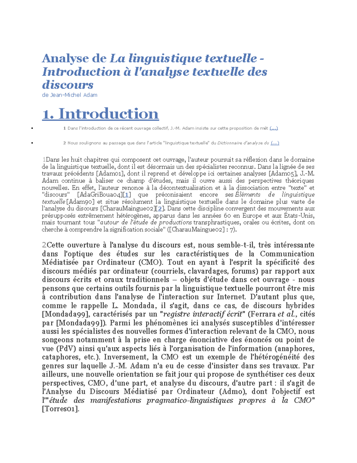 3 - Note: A+ - Analyse de La linguistique textuelle Introduction à l ...