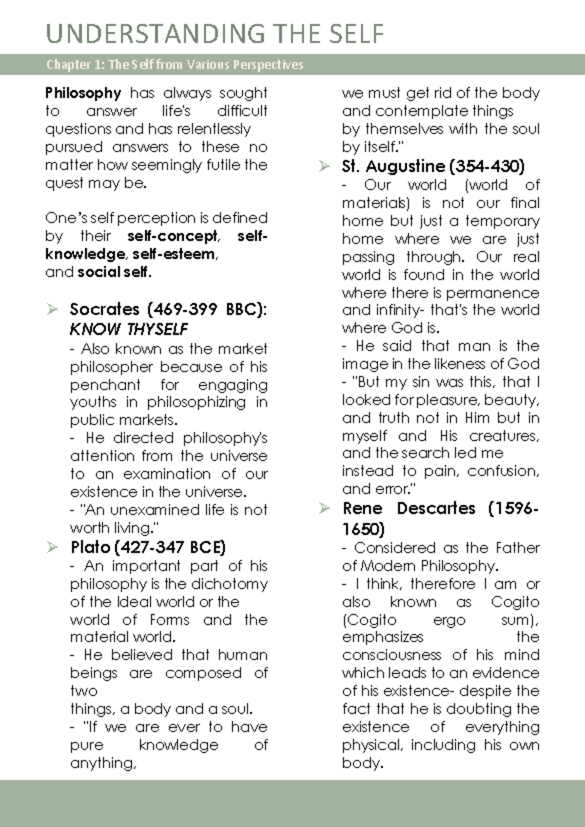 Understanding the Self - Philosophy has always sought to answer life's ...