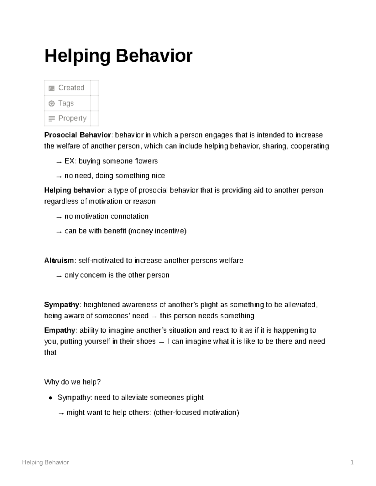 Helping Behavior - wanting I like it, i want it, it is attainable → ...