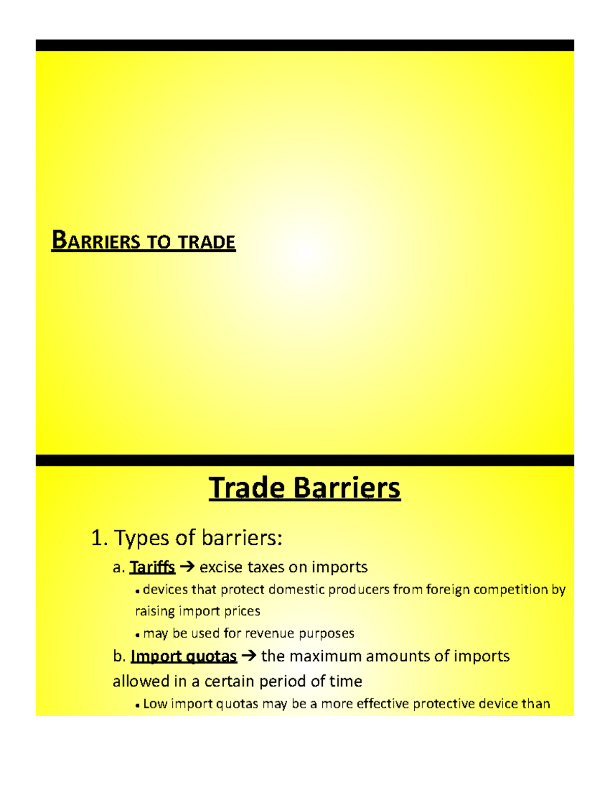 Barriers to Trade - Google Slides - BARRIERS TO TRADE Trade Barriers 1 ...