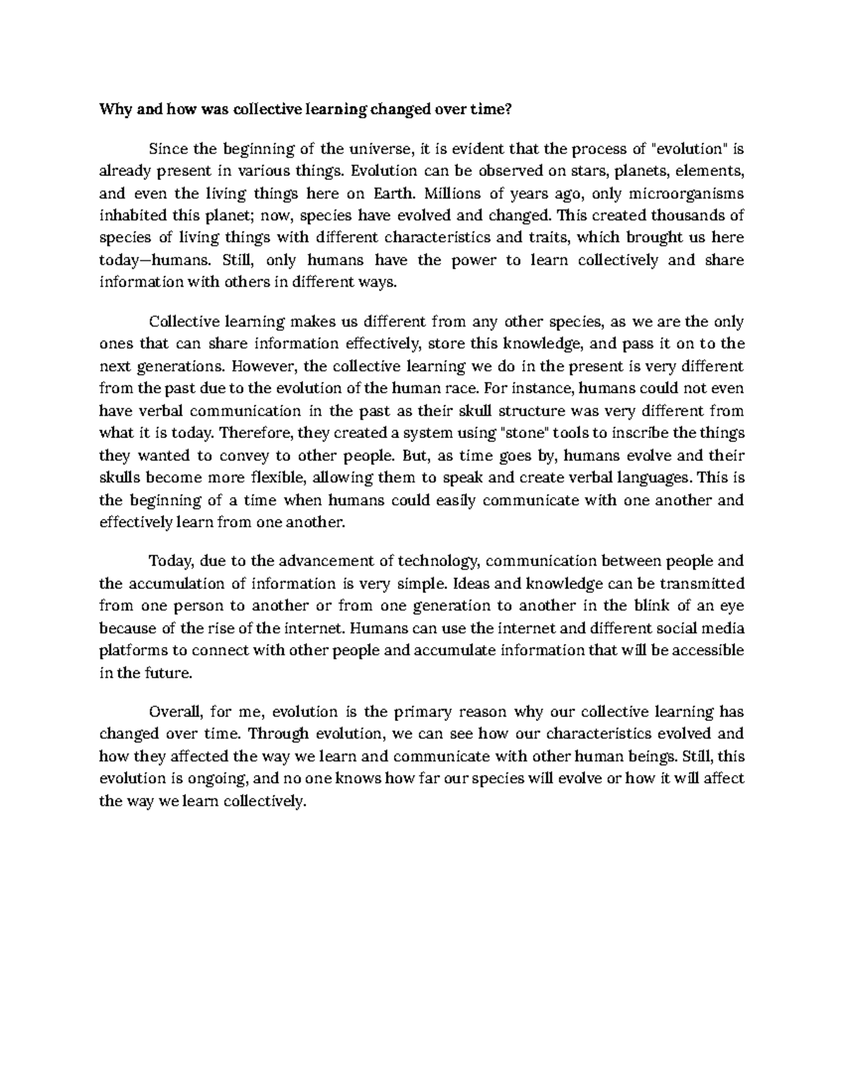 [Big History] Activity - Why and how was collective learning changed ...