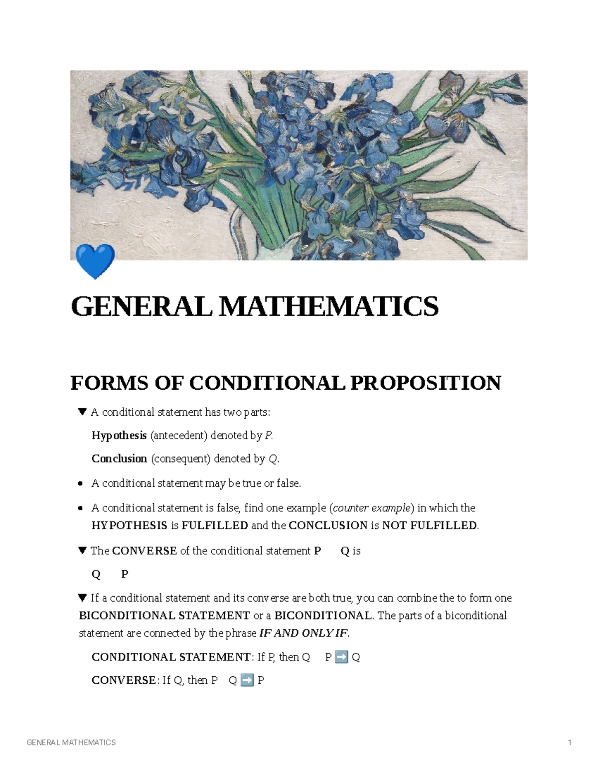 General Mathematics - MATH - 💙 GENERAL MATHEMATICS FORMS OF CONDITIONAL ...