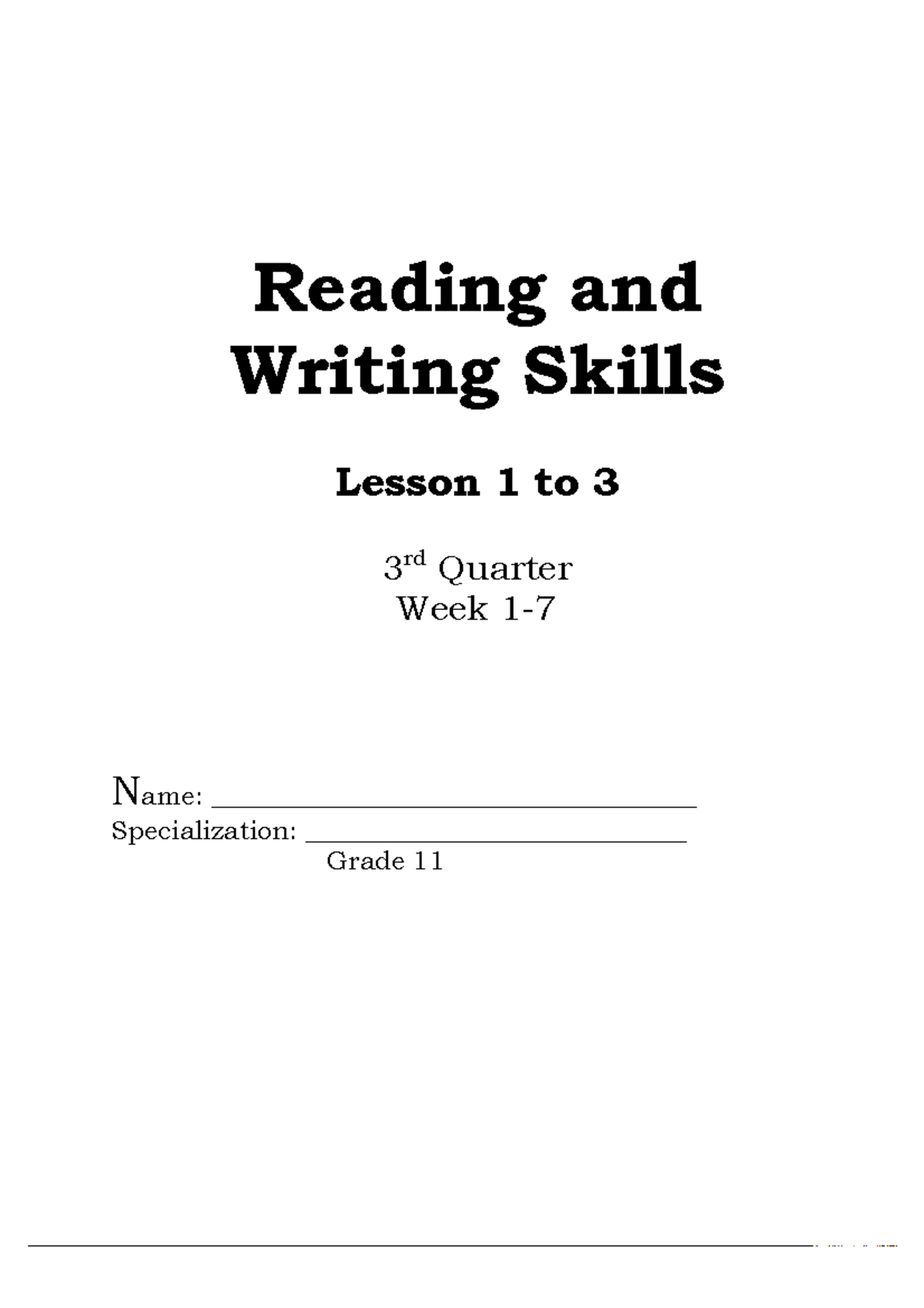 Reading-and-writing compress - Reading and Writing Skills Lesson 1 to 3 ...
