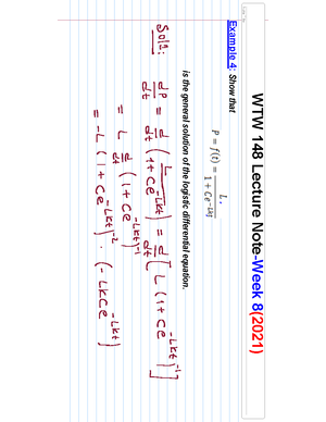 WTW 148 Lecture Note - WTW 148 Lecture Note -Week 5 and 6 (2021) Theme ...