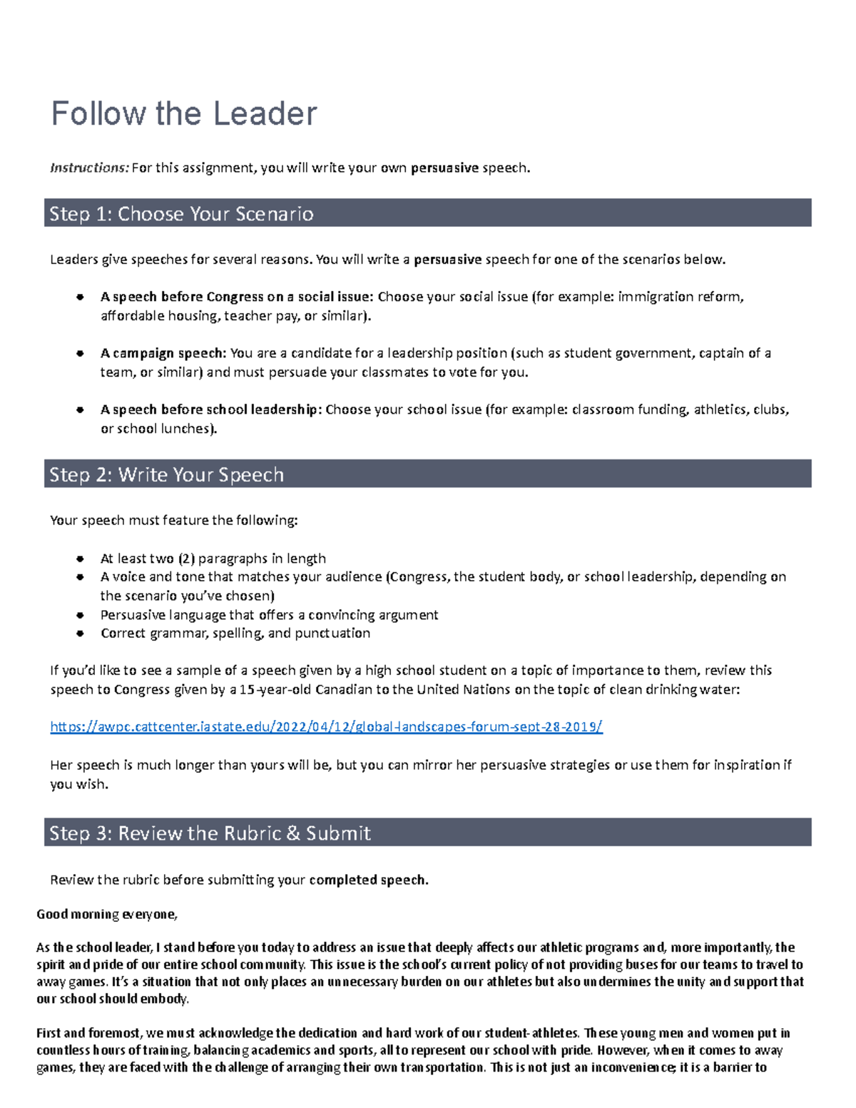 Follow the leader assignment.docx - Follow the Leader Instructions: For ...