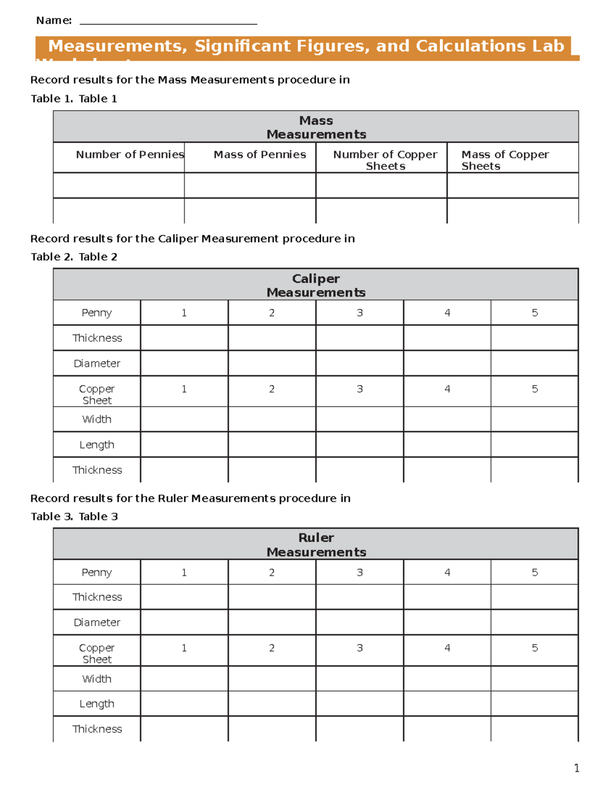 Chm101-02 - Assignment - Scientific Method Lab Name: Measurements ...