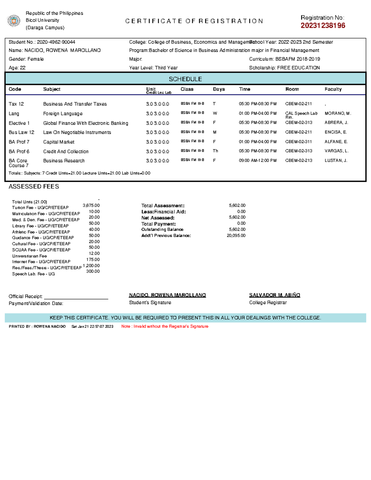 Nacido, Rowena M. - COR 3rd yr 2nd Sem - Republic of the Philippines ...