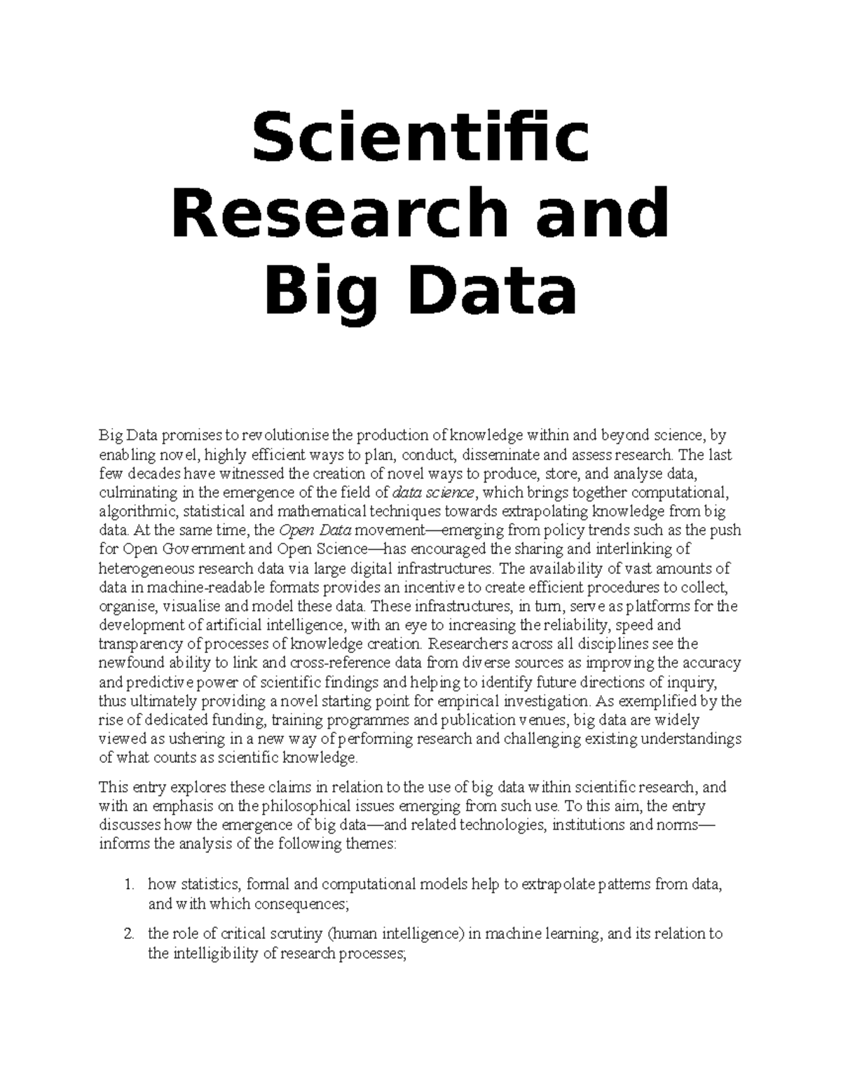 Lecture 10 Scientific Research and Big Data - Scientific Research and ...