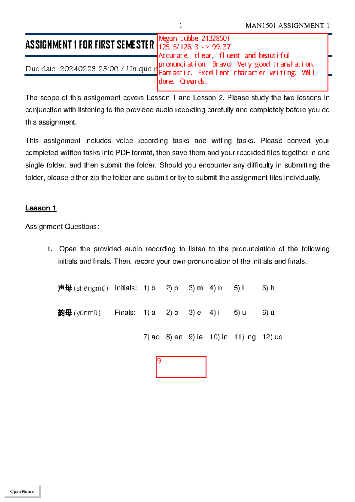 Marked AS1 M Lubbe 21328501 - ASSIGNMENT 1 FOR FIRST SEMESTER ( 10 % of ...