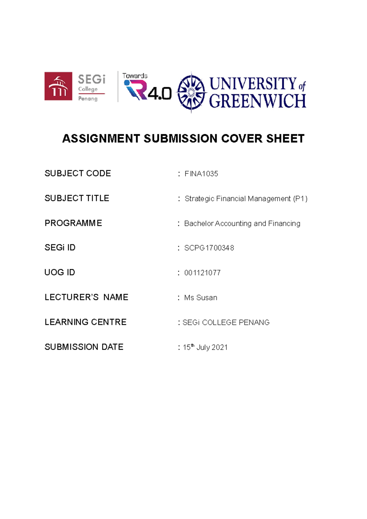 SFM Internal Report- IHG CONTINENTAL HOTELS - BUSI1611 - GRE - Studocu