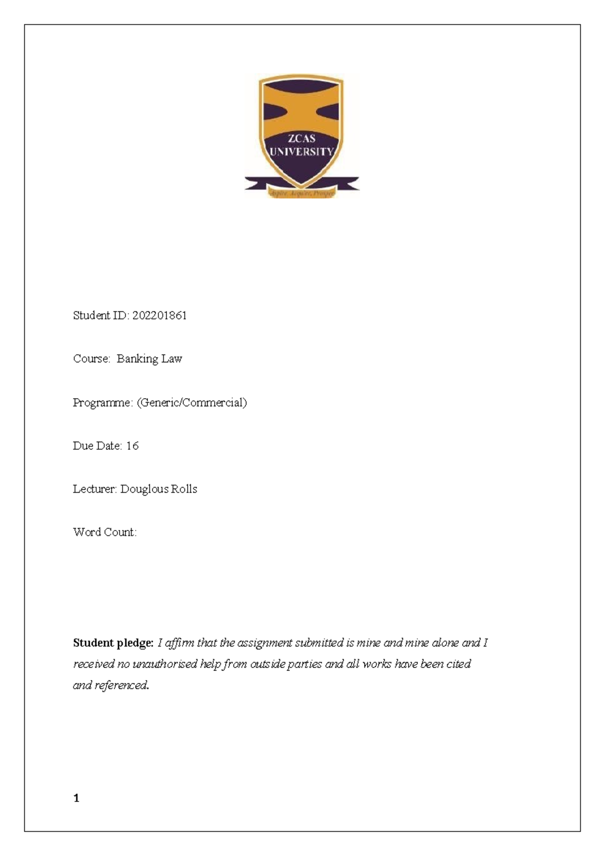 Banker client relationship assignment - Student ID: 202201861 Course ...