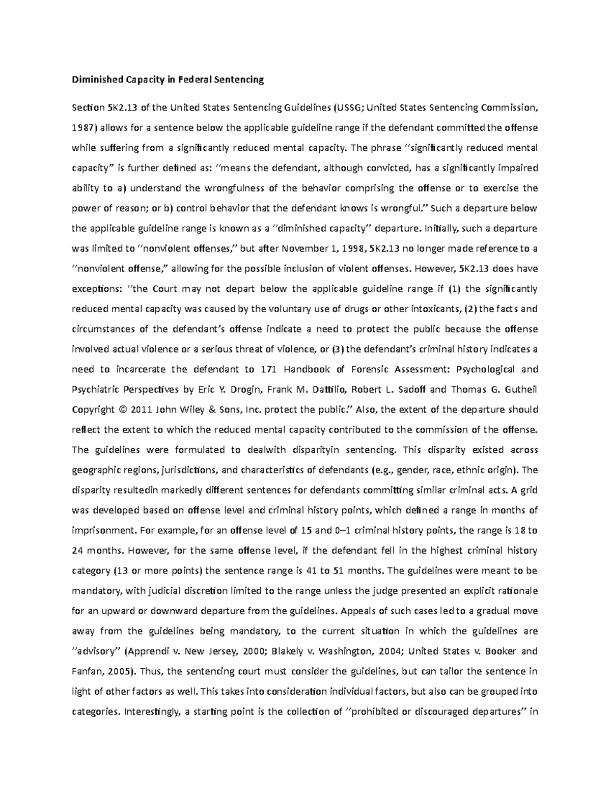 Diminished Capacity in Federal Sentencing - The phrase ‘‘significantly ...