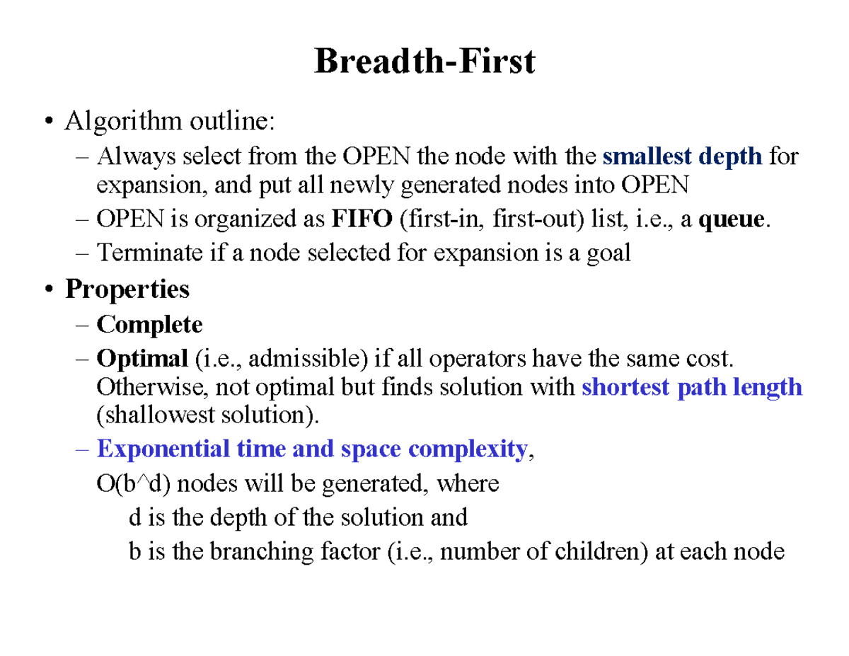 Searching-details-I - Ai ppt - Breadth-First Algorithm outline: Always ...