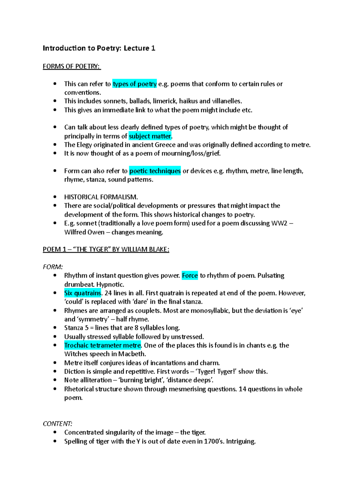 Introduction to Poetry Lecture 1 - poems that conform to certain rules ...