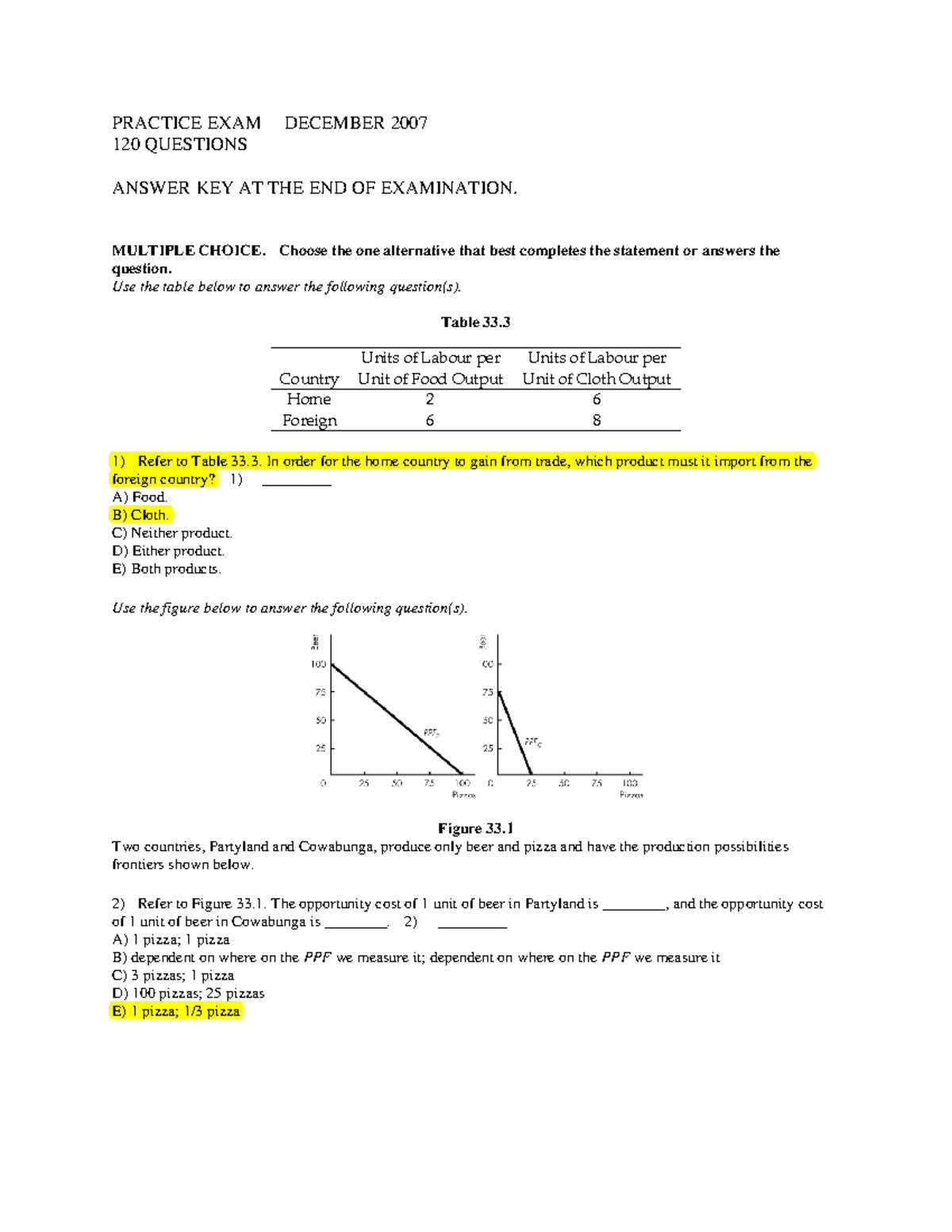 Exam 2007 Winter practice - PRACTICE EXAM DECEMBER 2007 120 QUESTIONS ...