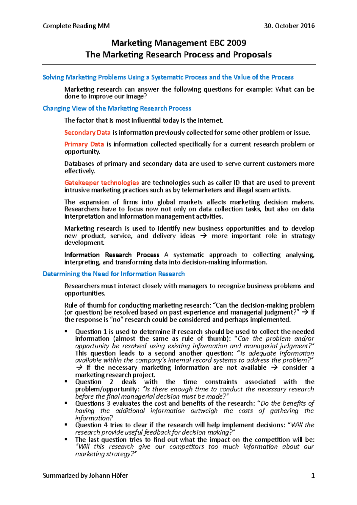 Complete Reading Marketing Management 2016 - Marketing Management EBC ...
