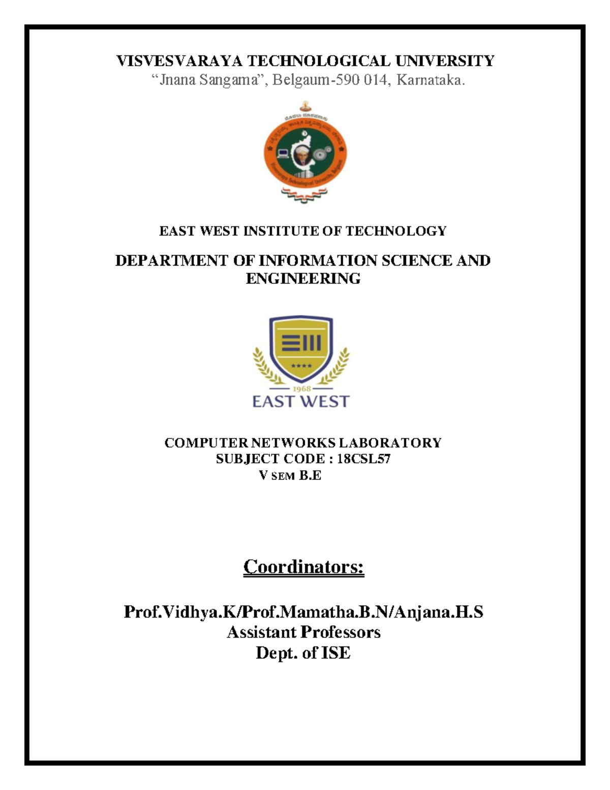 CN LAB Manual 2020-21 - VISVESVARAYA TECHNOLOGICAL UNIVERSITY “Jnana ...