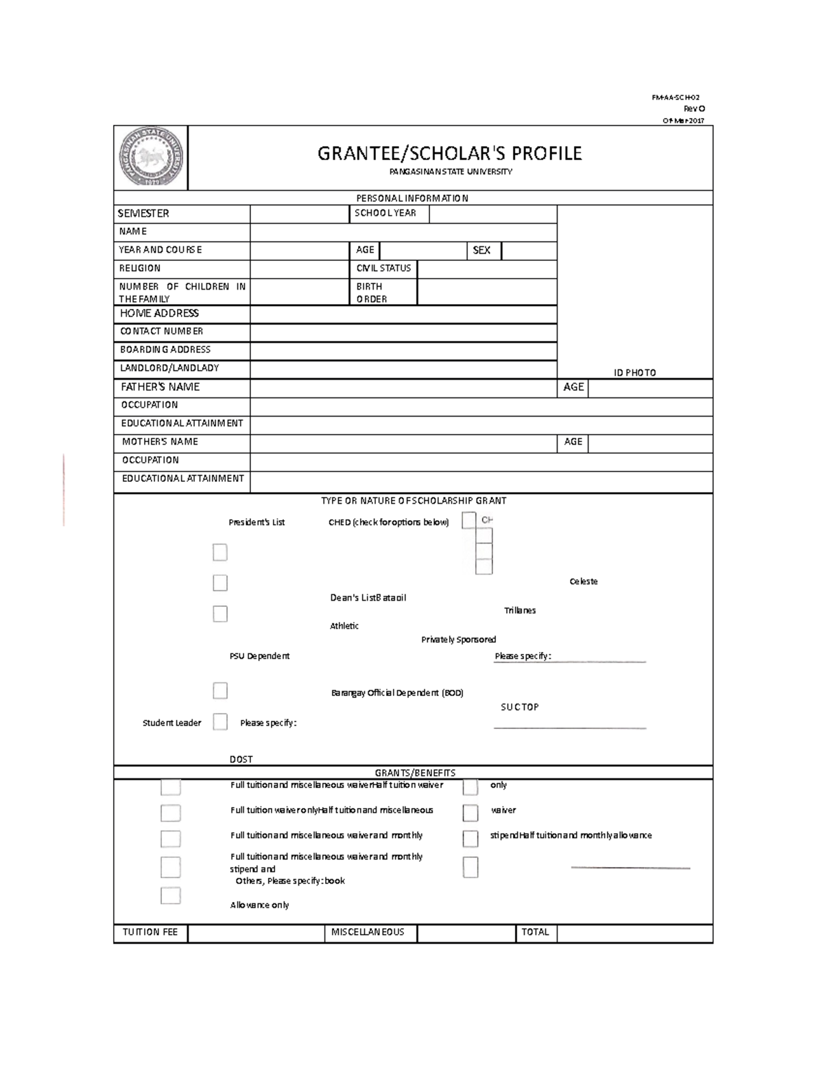 App Form PLDL Handwritten A4Bond Paper 111 - FM-AA-SCH- Rev O Of-Mar ...