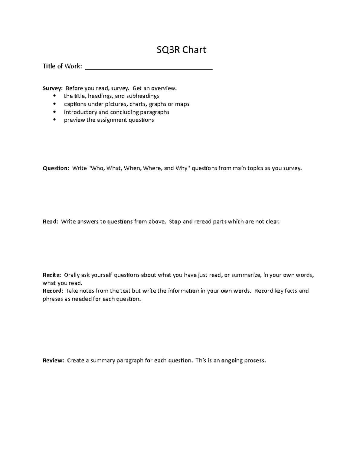 SQ3R Graphic Organizer - EDUA 3993 - U of M - Studocu