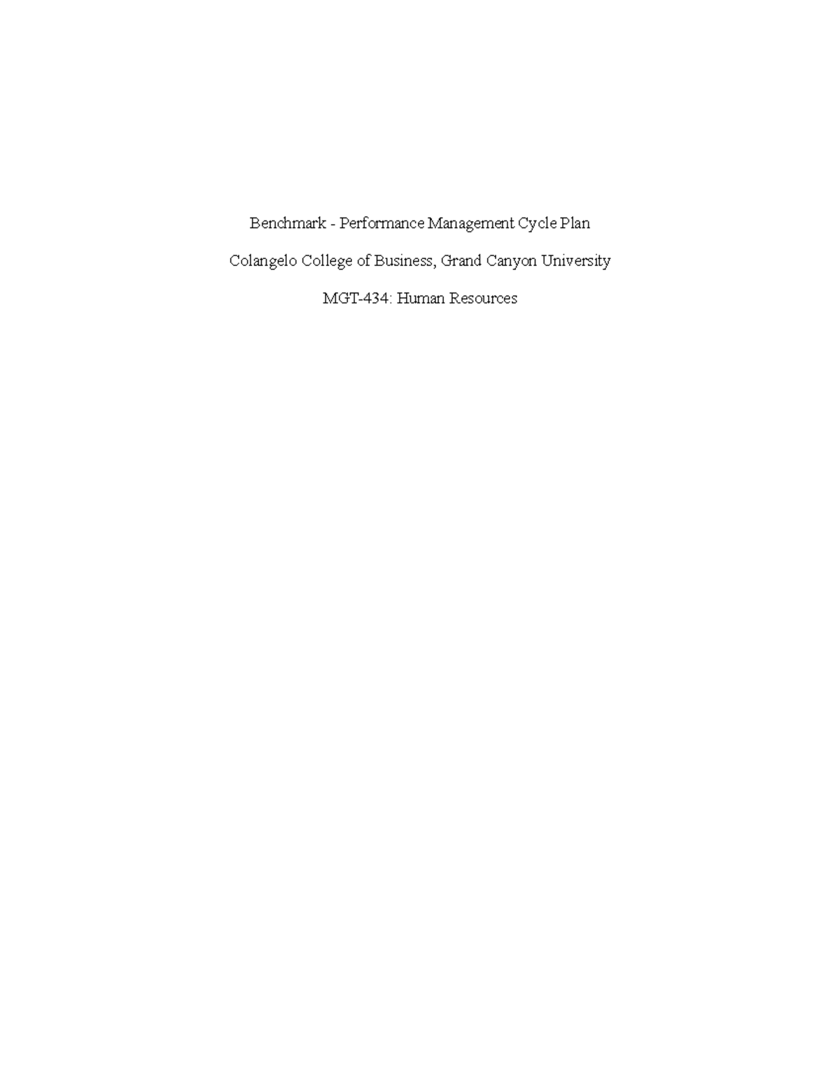 Benchmark - Performance Management Cycle Plan - Benchmark - Performance ...