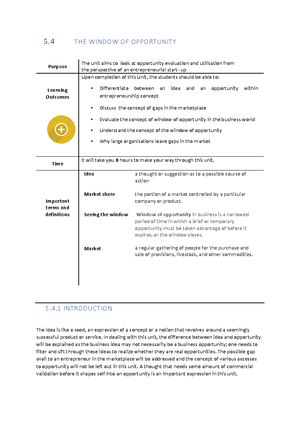 Week 4 Notes. WINDOW OF OPPORTUNITY - 5 THE WINDOW OF OPPORTUNITY ...