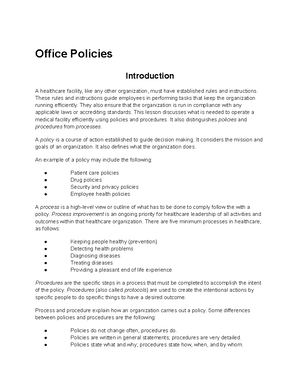 Medical Office Policies and Procedures - Medical Office Policies and ...