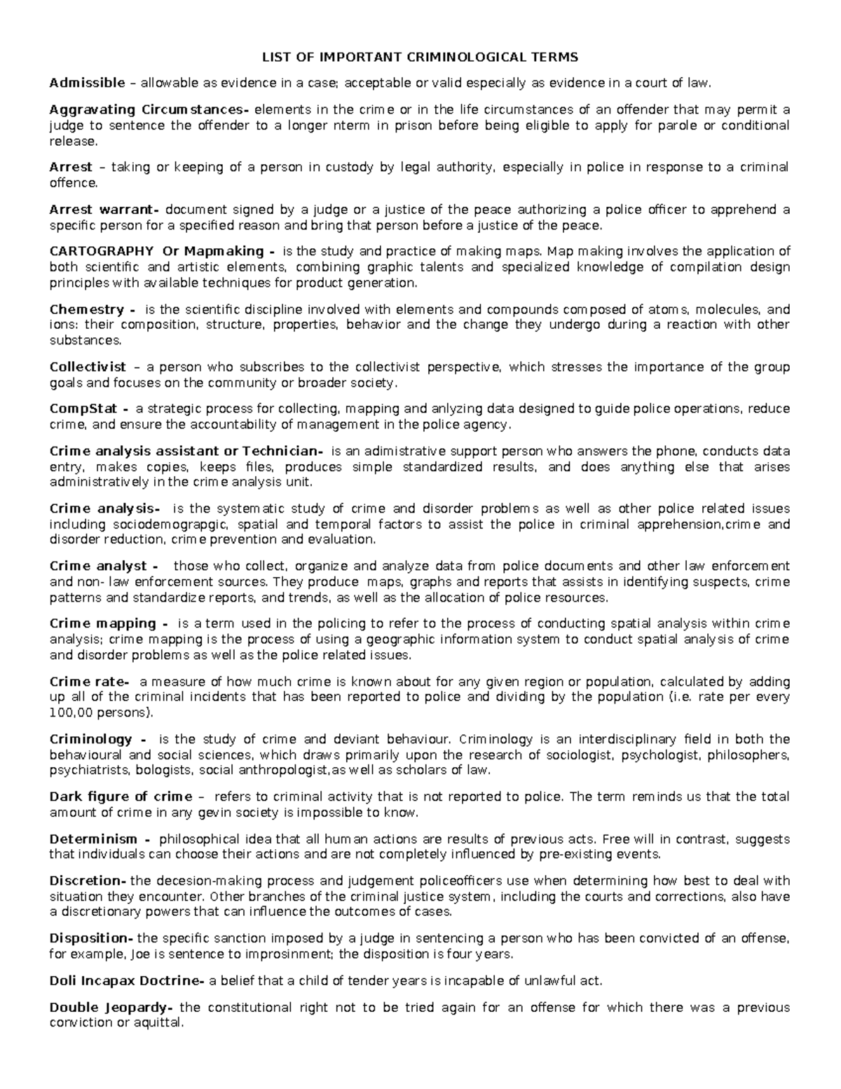 Terms AND Definitions - LECTURE NOTES - LIST OF IMPORTANT ...