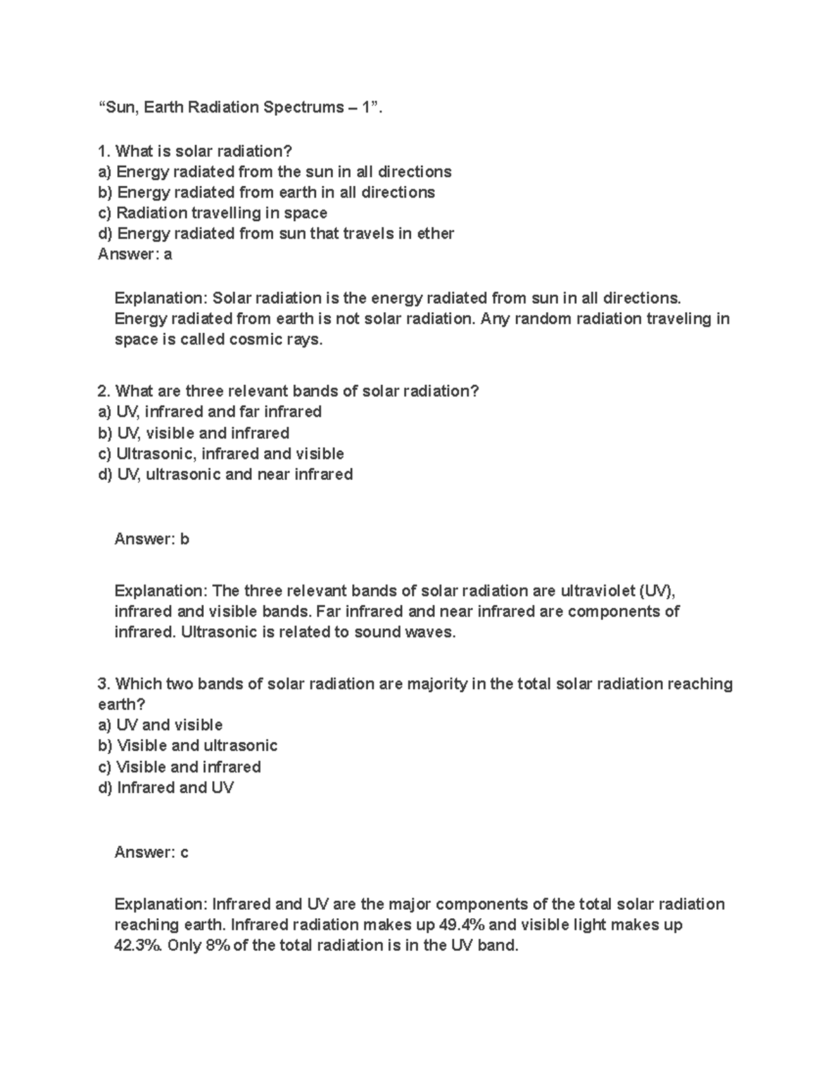 Renewable Energy (13) - “Sun, Earth Radiation Spectrums – 1”. What is ...