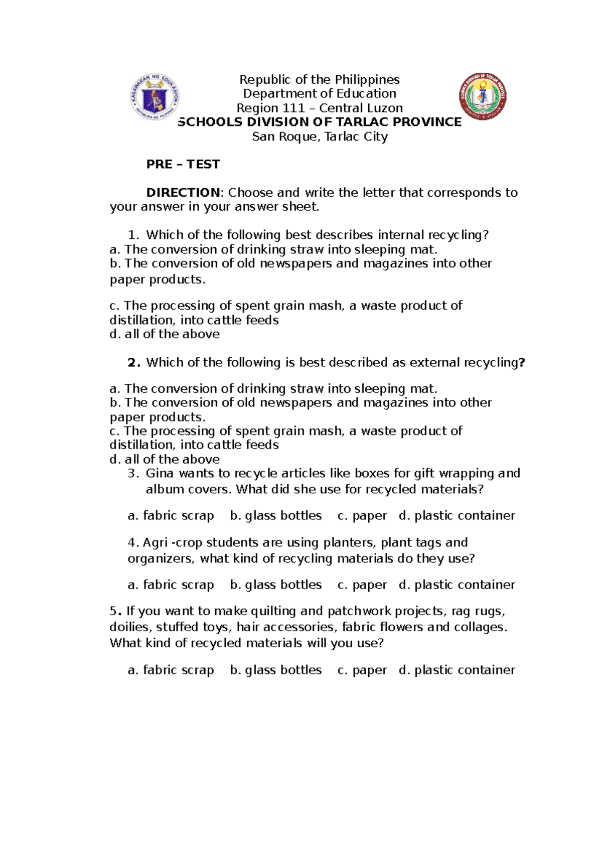 Exemplar 3 - Republic of the Philippines Department of Education Region ...