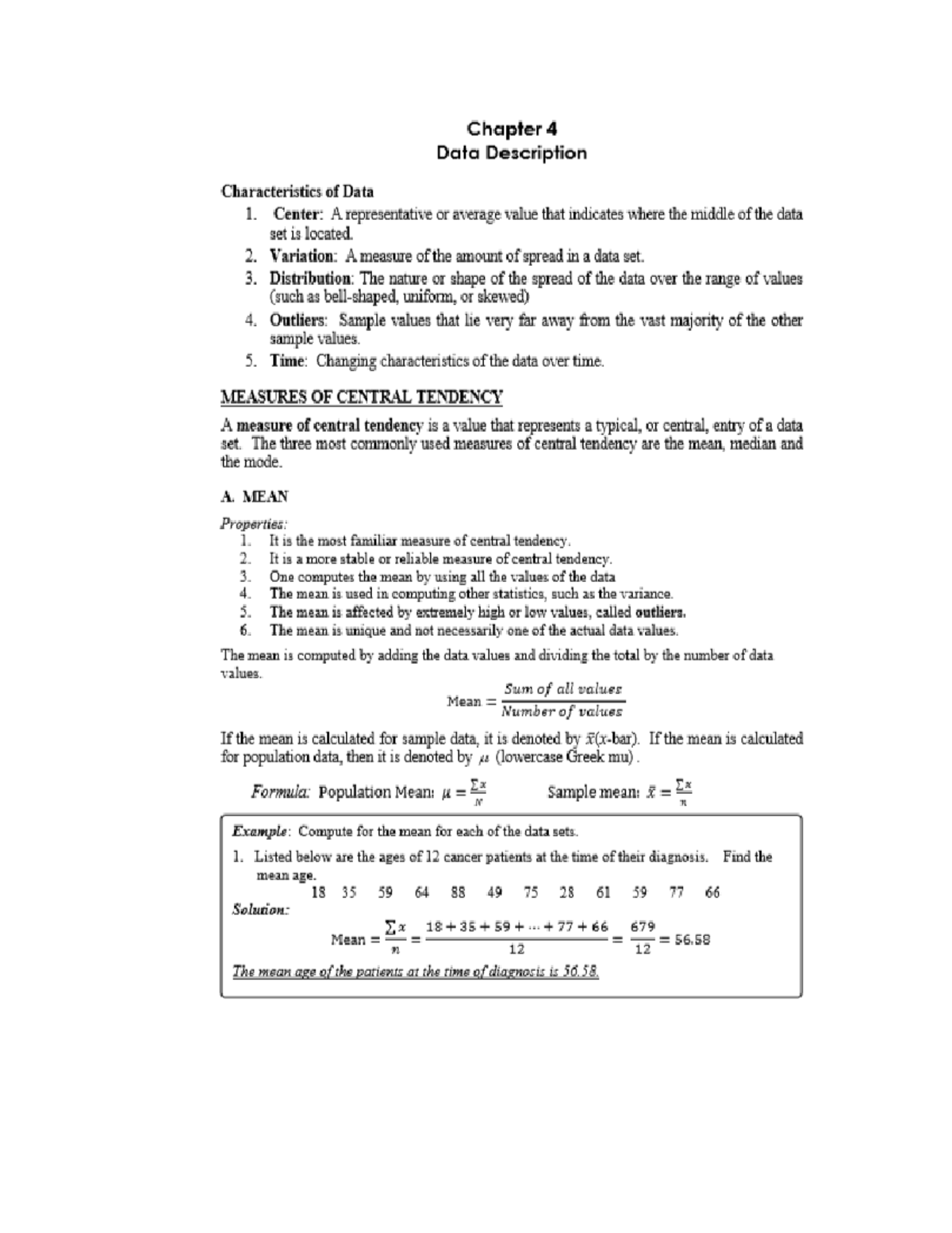 Data Summary - Statistical Analysis - MEASURES OF DISPERSION (VARIABILITY) Quite often, the ...