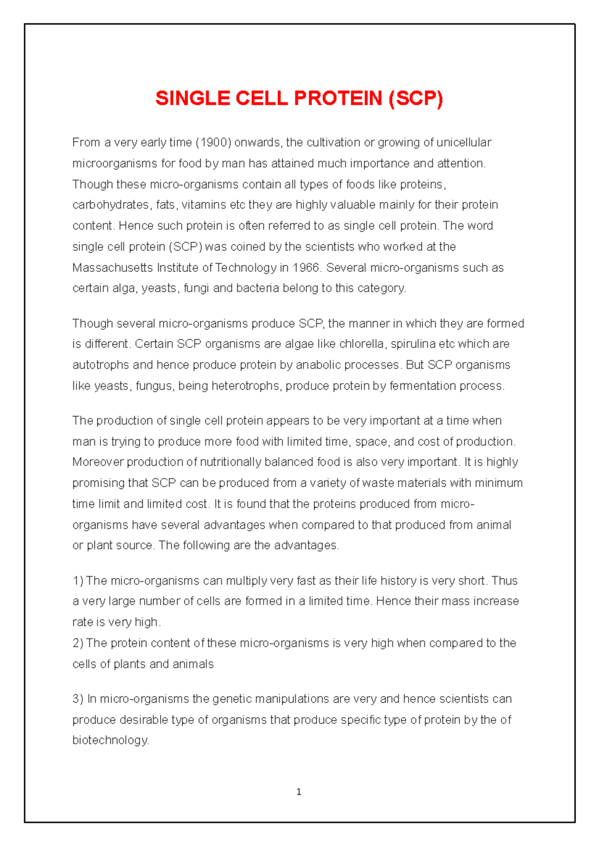 Single CELL Protein - Useful - SINGLE CELL PROTEIN (SCP) From a very ...