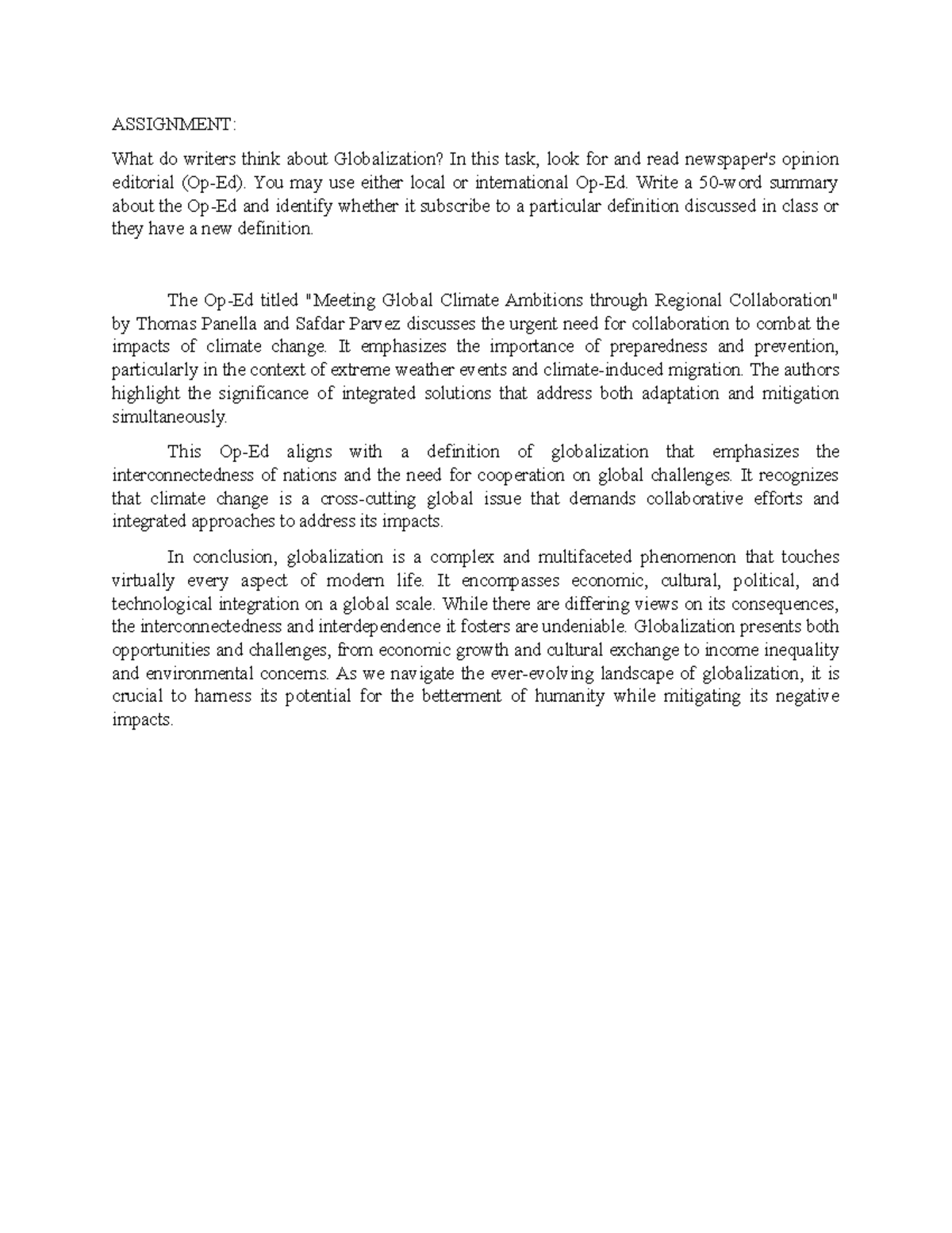(Op-Ed) Article Essay - This Op-Ed aligns with a definition of ...