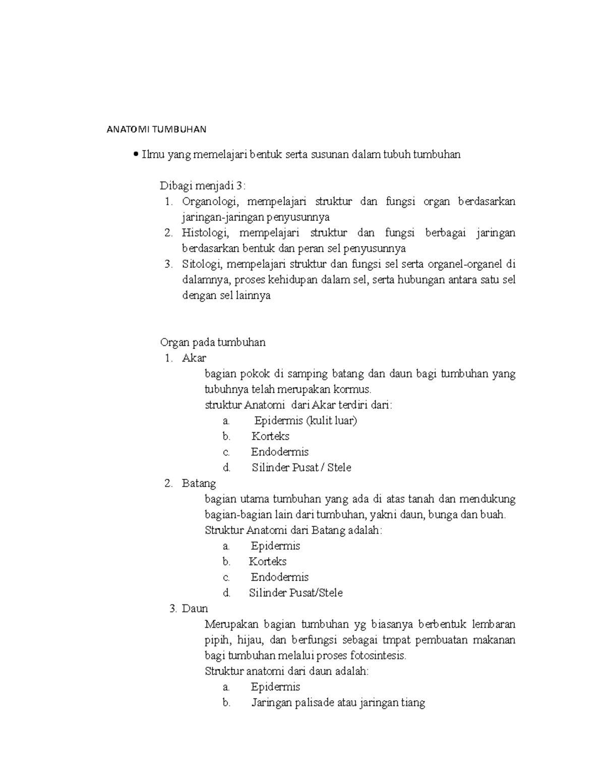 Biotan - ANATOMI TUMBUHAN Ilmu yang memelajari bentuk serta susunan ...