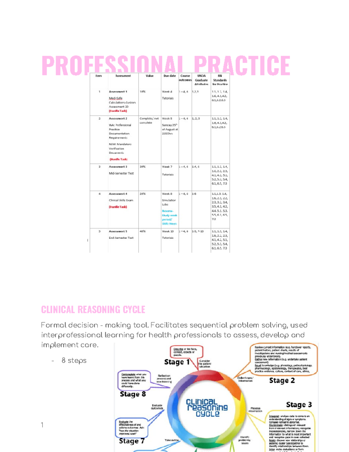 Professional Practice - Lecture notes - PROFESSIONAL PRACTICE CLINICAL ...