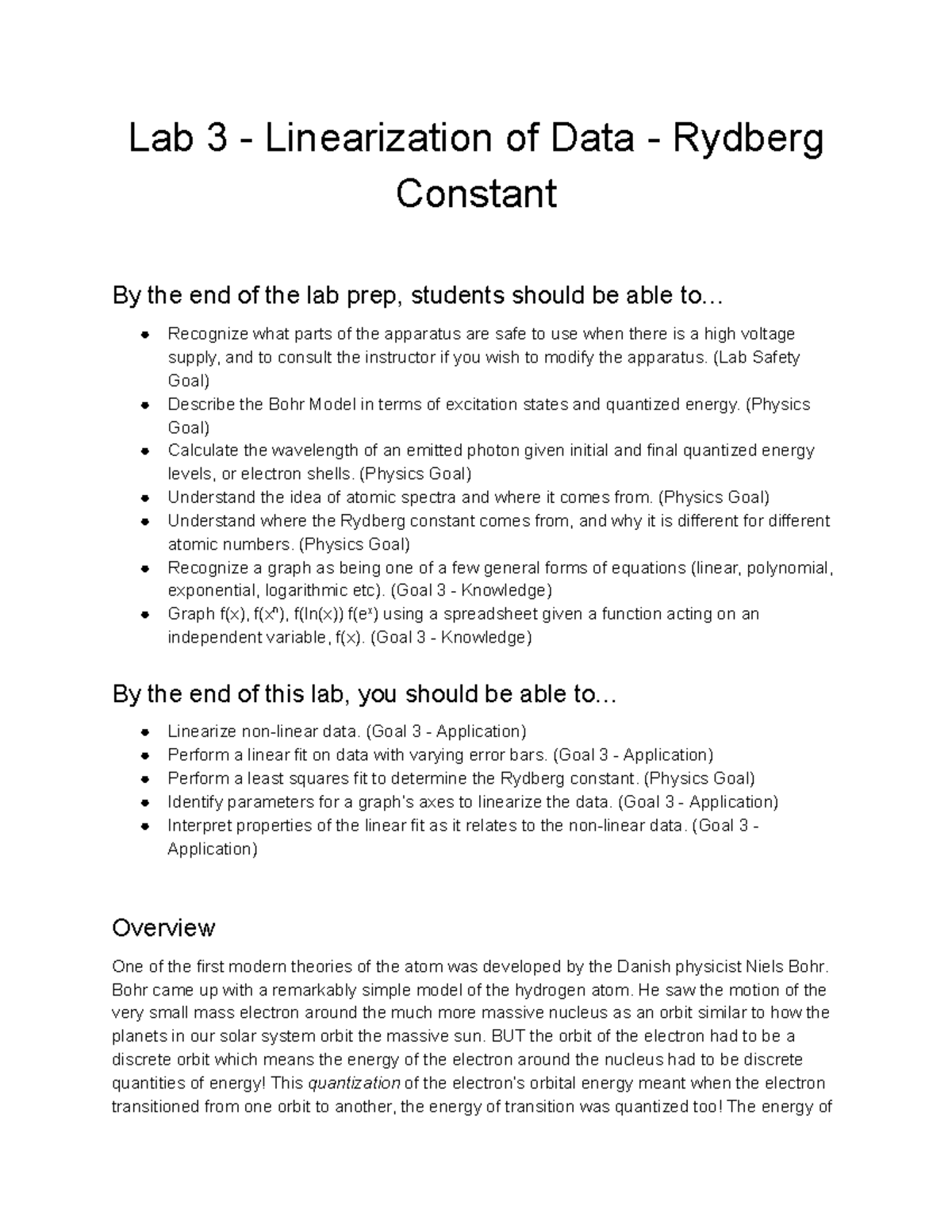 Copy of Lab 3 - Linearization of Data - Rydberg Constant - Lab 3 ...