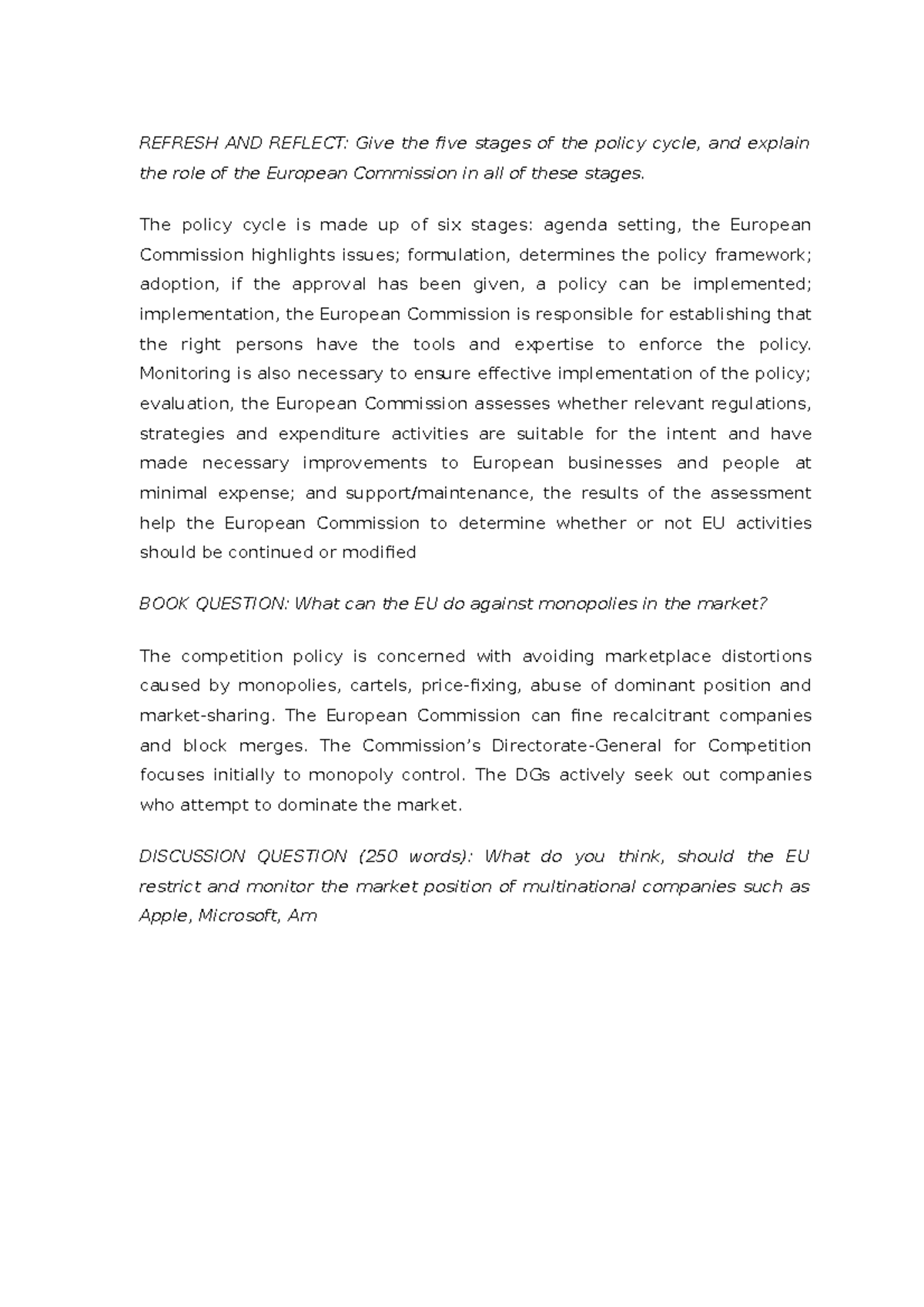 Assignment 6 epp - EPP - REFRESH AND REFLECT: Give the ive stages of ...