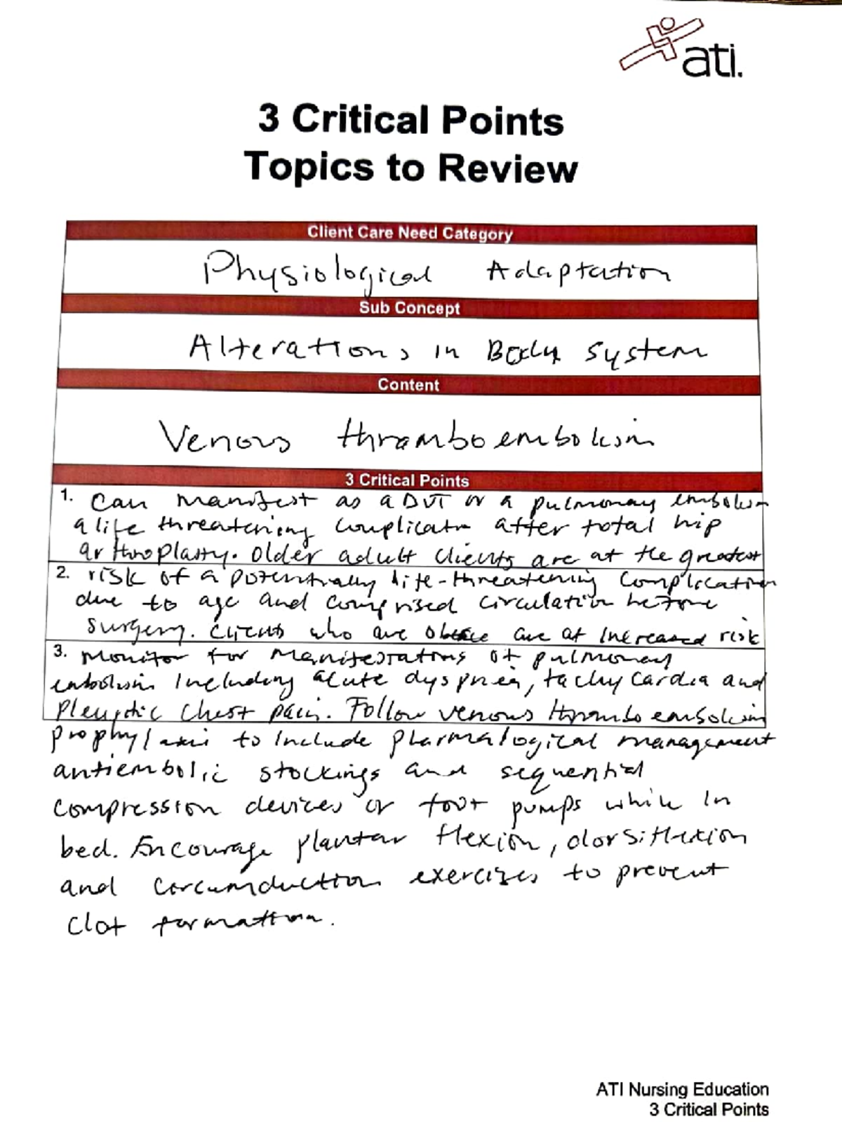 Focused Review - 3 3 Critical Points Topics to Review c t Client Care ...