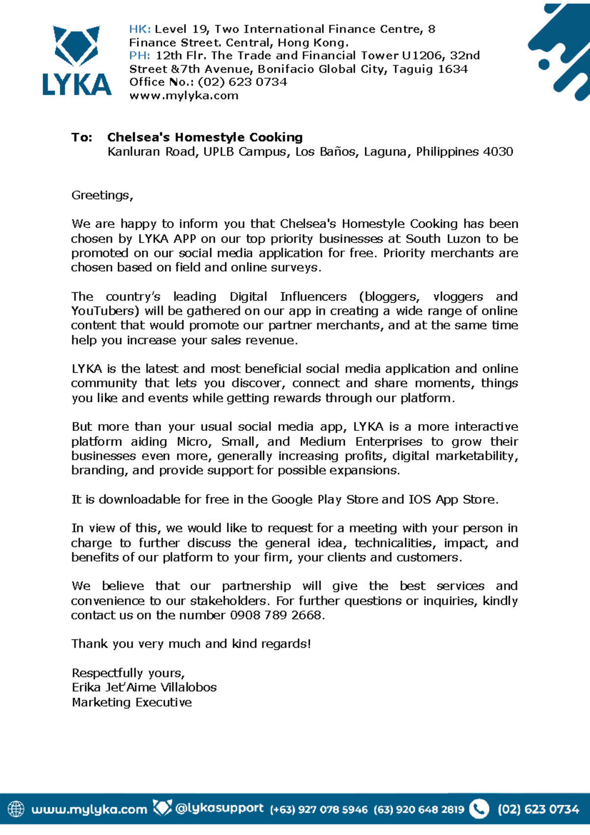Business Proposal Sample - Bachelor of Science in Business ...