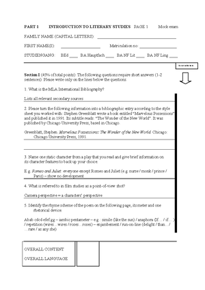 Drama Handout Lit 101 - Prof. Hilary Duffield: Lit 101 Terminology for ...