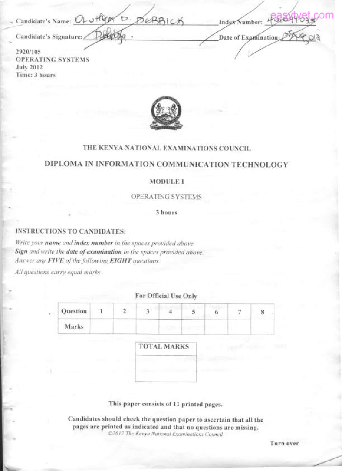 2012 july - practice - diploma in ict - Studocu